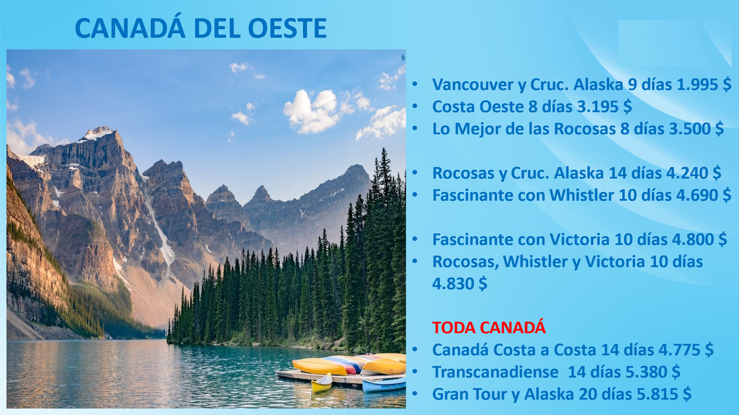 Info de Viajes TAIAR PROGRAMACION - CANADÁ DEL OESTE - ELITOURS ...